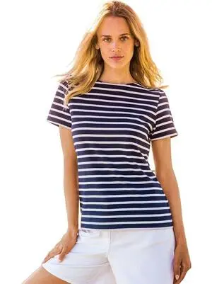 Saint James Etrille Ii Short Sleeve Breton Stripe Tee - Navy/ecru