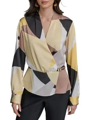 Donna Karan New York Printed Belted Top - Pana Cotta