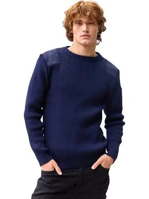 Saint James Condor Ii Breton Sweater With Canvas Patches - Navy