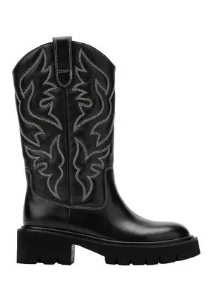 MARC NOLAN Daisy Lug Cowgirl Boots - Black