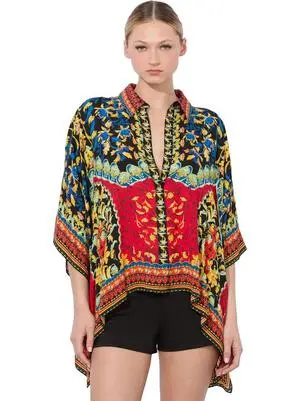 Alice + Olivia Deanne Printed Button-down Blouse - Red