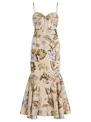 ZIMMERMANN Coco Tie-Front Linen Midi Dress