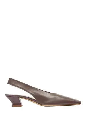 PAUL ANDREW Chisel Leather Slingback Pumps Brown