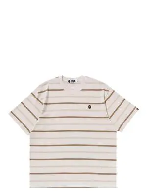 A BATHING APE Ape Head One Point Stripe Tee 'ivory - Cream
