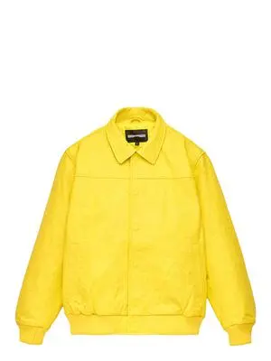 SP5DER Debossed Web Leather Jacket - Yellow