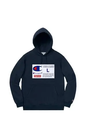 Supreme X Champion Label Hooded Sweatshirt - Blue