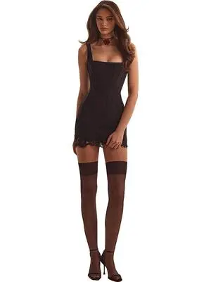 MILLA Corset Mini Dress With Lace Hem - Black