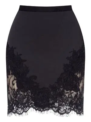 MILLA Fitted Mini Skirt With Lace Appliqués - Black
