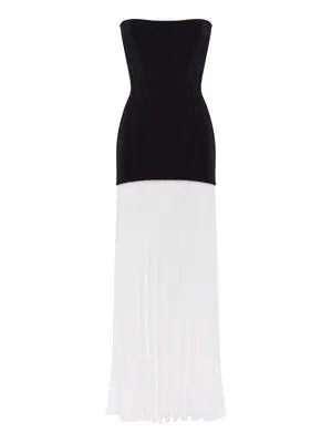 MILLA Strapless Mini Dress With Pleated Maxi Skirt - Black&white