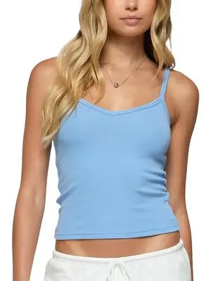 EDIKTED Aspyn V-neck Ribbed Tank Top - Blue
