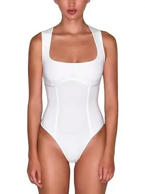 FLEUR DU MAL Fleur Du Mal Square Neck Bodysuit Ivory