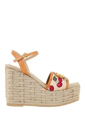 Valentino Garavani Vlogo Signature Espadrille Wedge - Naturale & Rosso