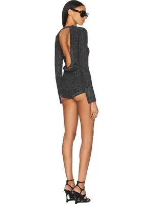 TOM FORD Long Sleeve Playsuit - Combo Silver & Black