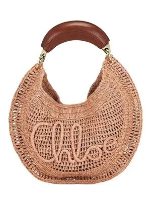 Chloé Hobo Bag In Raffia With Leather Trim - Summery Beige