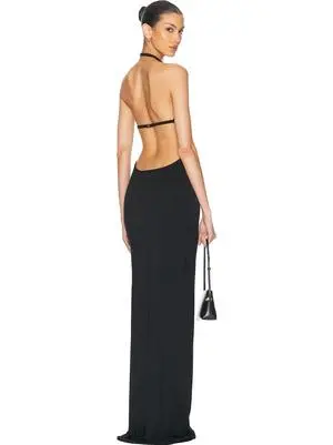 Eterne Vivian Halter Maxi Dress - Black