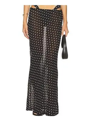 RUNAWAY THE LABEL Cyrus Maxi Skirt - Black Polka