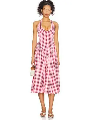 MORE TO COME Lottie Halter Maxi Dress - Red Gingham