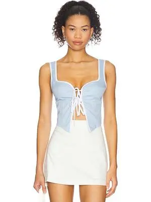 MORE TO COME Amelie Tie Front Top - Baby Blue
