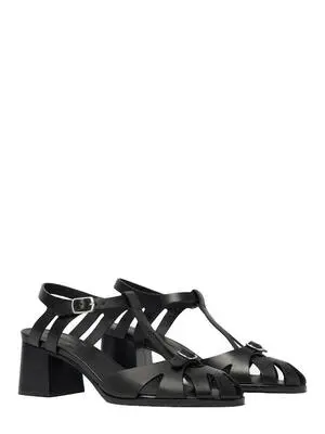 SCAROSSO Giulia Leather Fisherman Sandals - Black - Calf