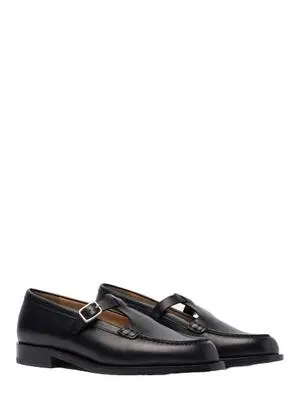 SCAROSSO Edna T-bar Loafers - Black - Calf