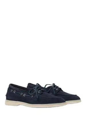 SCAROSSO Lia Boat Shoes - Blue - Suede