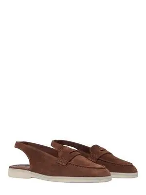 SCAROSSO Leila Slingback Loafers Brown - Suede