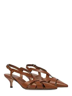 SCAROSSO Clio Slingback Pumps - Tan - Calf