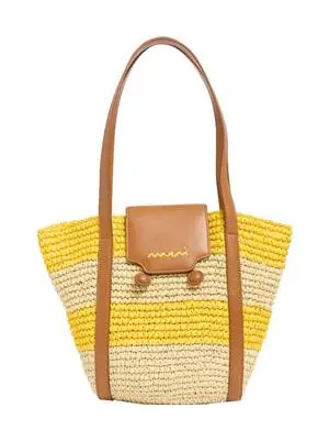Marni Small Trunkaroo Stripe Woven Tote - Yellow