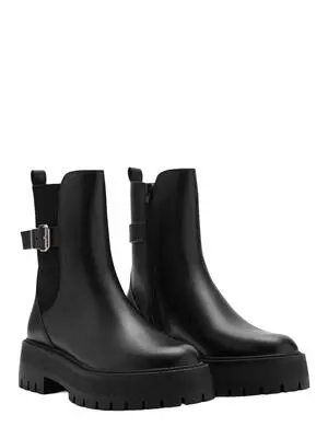 Mango Lug Sole Chelsea Boots - Black