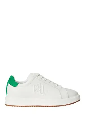 Ralph Lauren Ainsley Leather & Suede Sneaker - Snow White/green Topaz
