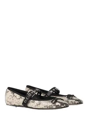 SCAROSSO Astrid Ballerinas - Grey - Python-print Calf