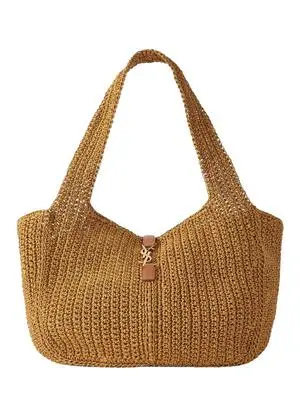 SAINT LAURENT Le 5 À 7 Bea Medium Raffia Tote Bag