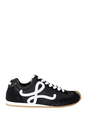 Loewe Ballet Runner 2.0 Suede And Woven Low-top Trainers - Blk/white