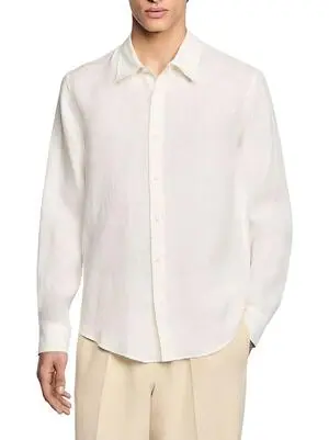 Sandro Linen Long Sleeve Shirt Ivory