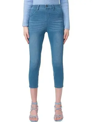 Hue High Rise Ultra Soft Denim Capri Leggings - Medium Wash