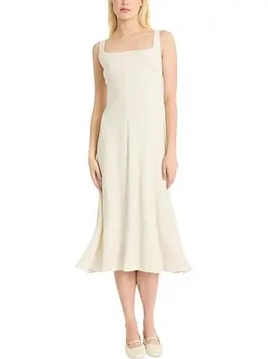 LUXELY Square Neck Dress - Oatmeal
