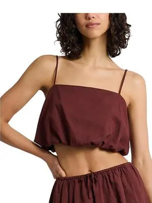Onia Air Linen Bubble Crop Top - Rum