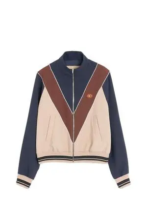 Valentino Garavani Nylon Zip-up Sweatshirt With Vlogo Patch - Blue