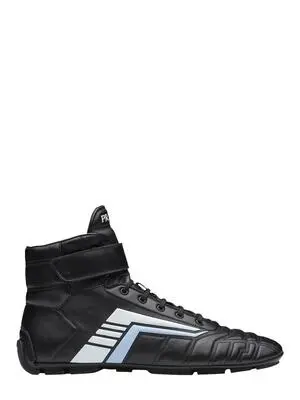 Prada Rev Cuero High-top Sneaker - Black