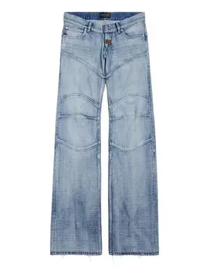 Balenciaga Faded Low-rise Straight Jeans - Navy