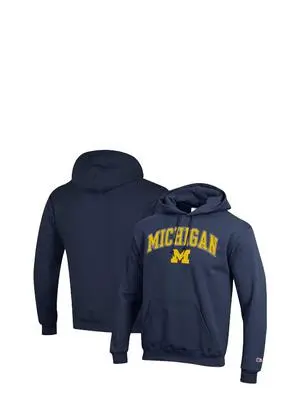 Champion Michigan Wolverines Arched Logo Fleece Pullover Hoodie - Navy