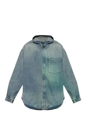 Balenciaga Hooded Denim Jacket - Blue