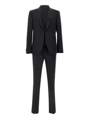 Corneliani Satin-trim Three-piece Suit - Black