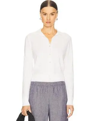 Vince Double Layer Mesh Cardigan - Optic White