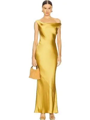 Norma Kamali Maria Drop Shoulder Gown - Asparagus