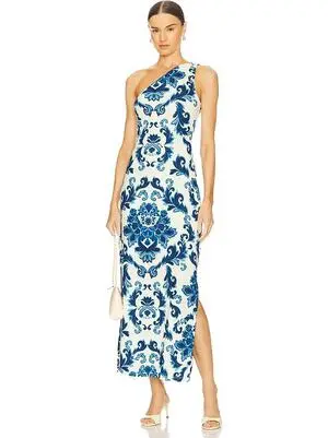 Cara Cara Nicky One-shoulder Midi Dress - Fiore Evening Blue