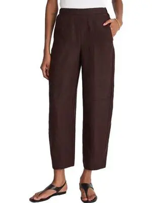 Madewell Barrel Leg Crop Linen Pants Charred Oak