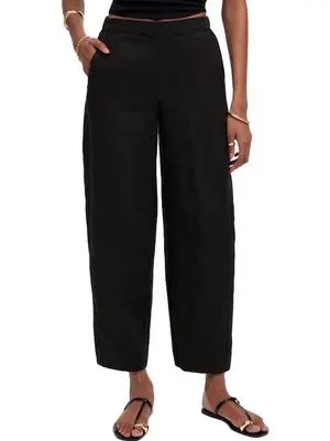 Madewell Barrel Leg Crop Linen Pants Jet Black