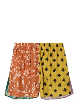 DONDE ESTEBAN Estrellitas Printed Satin Shorts - Yellow
