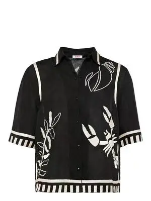 ERES Embroidered Short-sleeve Shirt - Black